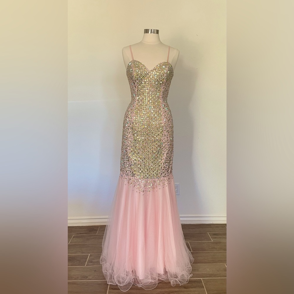 Glamour Glamour Crystal Beaded Mermaid Prom Dress - Gem